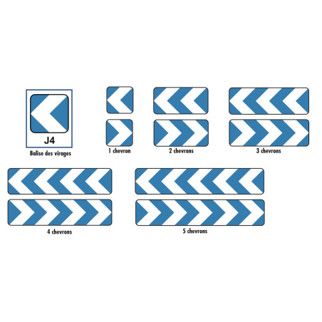 panneaux routiers J4 et J5 - Balise de virage et contournement